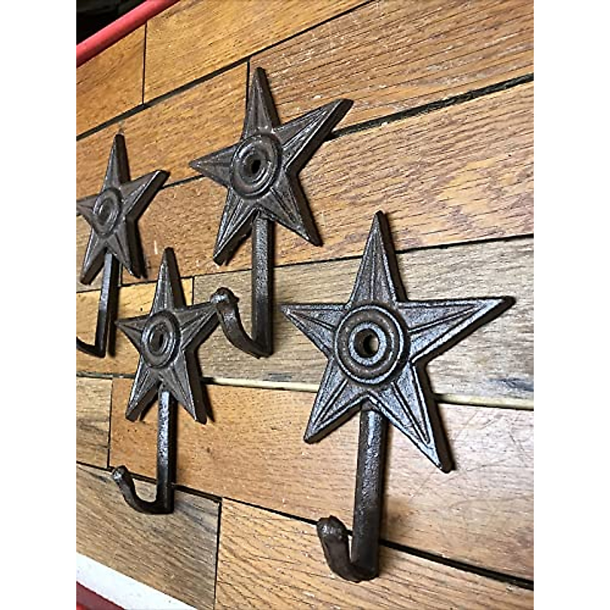 4 Star Western Coat Hooks Tack Hat Wall Hanger Rustic Iron Barn Key Americana