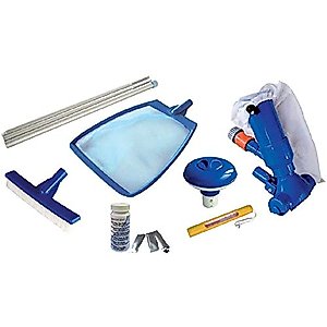 Kokido K483CBX 7 Piece Swimming Pool Starter Maintenance Chlorine Kit w/ Vacuum