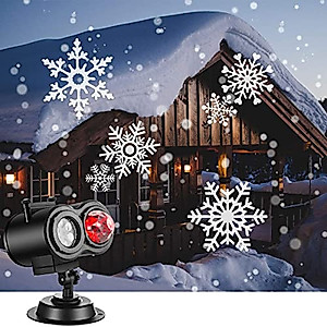 Christmas Projector Lights Outdoor, Holiday Decorations Halloween Led Projector Lights 2-in-1 Moving Patterns and Ocean Wave Ripple Waterproof Snow Light Party Garden