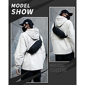 Fanny Pack for Mens Crossbody Bag, Sling Bag for Women Anti Theft Waist Packs with Adjustable Strap Casual Daypack for Running Sports Hiking Cycling Travel Walking - Black