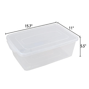 Qqbine 16 Quart Clear Latching Storage Box, Plastic Storage Container, Latching Bin with Lid, 6 Packs