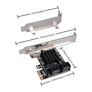 SATA Card 4 Port with 4 SATA Cables, 6 Gbps SATA 3.0 Controller PCI Express Expression Card with Low Profile Bracket Support 4 SATA 3.0 Devices