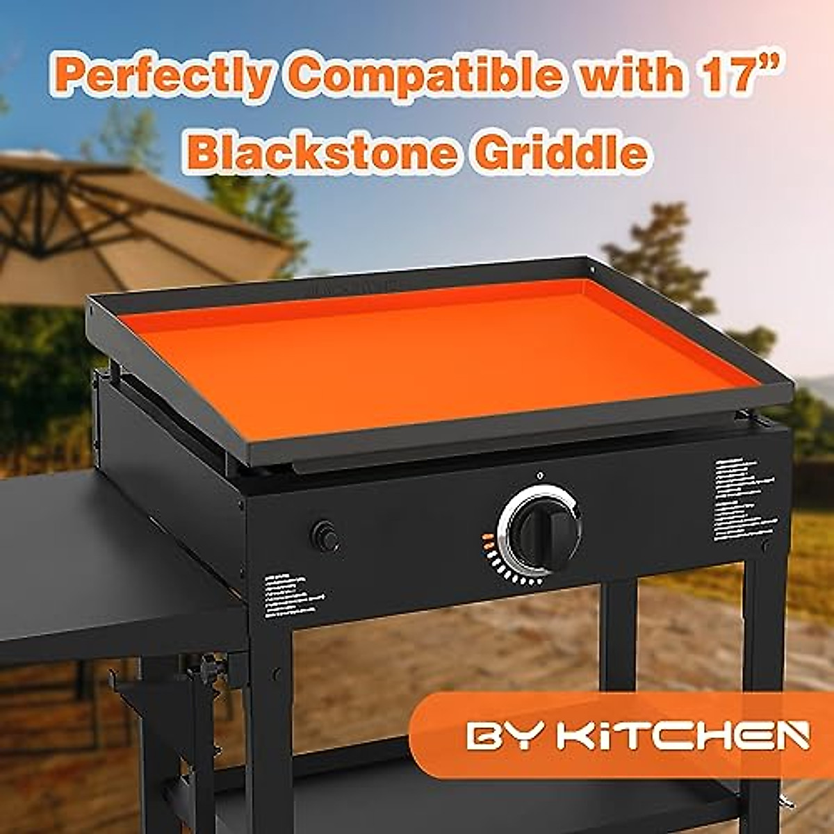BYKITCHEN Silicone Griddle Mat for Blackstone 17 inch Griddle, Grill Cover for Small Blackstone Griddle, 17 inch Griddle Accessories, Outdoor Protective Portable Tabletop Silicone Griddle Cover