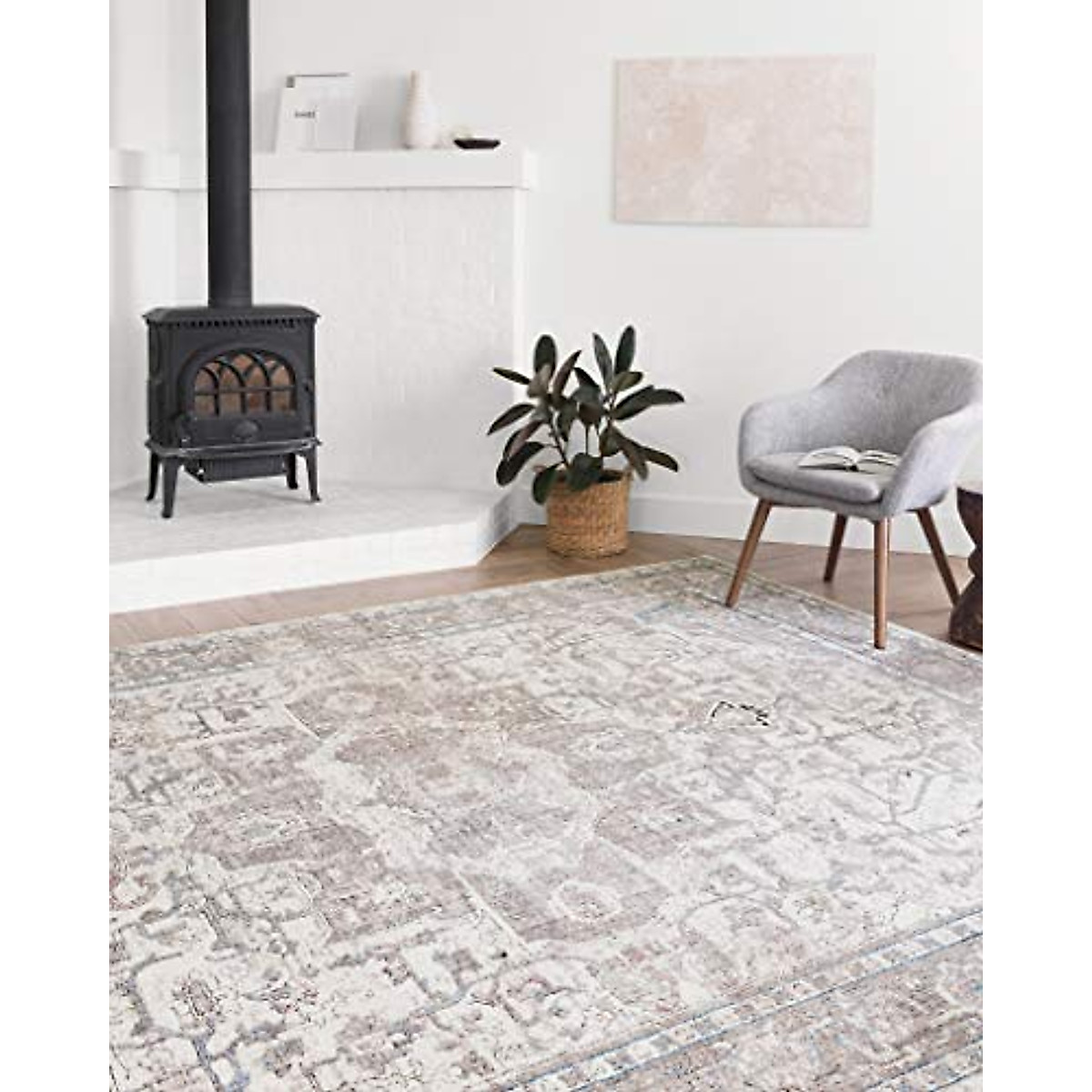 Loloi II Dante Collection DN-05 Ivory/Stone, Transitional Area Rug, 6'-7" x 9'-2"