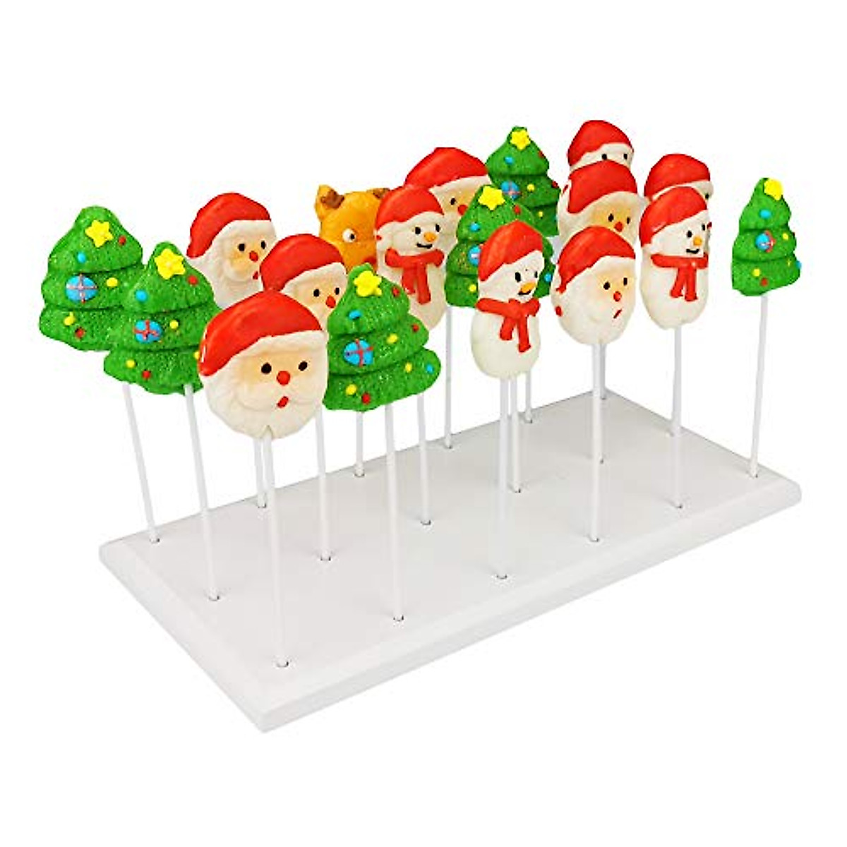 Wood Cake Pop Stand Display - 18 Hole Lollipop Holder, Candy or Sucker Stand for Dessert Table of Wedding, Shower, Birthday Party, White - Fit 5/32" (4mm) Lollipop Sticks
