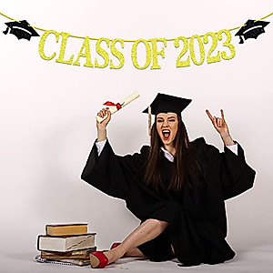 Class of 2023 Banner, Congratulations Banner for 2023 Graduation Decorations(Black and Gold)