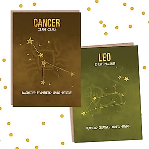 Wee Blue Coo Zodiac Birthday Cards Astrology Star Signs Constellation Blank Greeting Cards With Envelopes Pack of 12