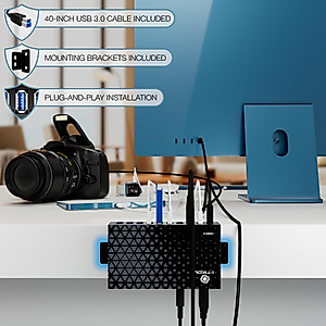 10 Ports USB Hub 3.0 Powered Aluminium - USB Hub Charger - Multiple Port - USB Splitter Hub with Power Adapter 12V/5A/60W - for Laptop, PC,Flash Drives, HDD,Hard Drive,Mouse,XPS,Xbox,Keyboard