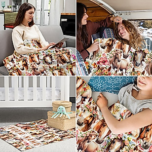 Personalized Horse Throw Blanket - Soft, Fuzzy & Warm - 40 x 50 Inches Small Blanket for Couch, Sofa - Colorful Cute Blanket Gift for Girls, Boys