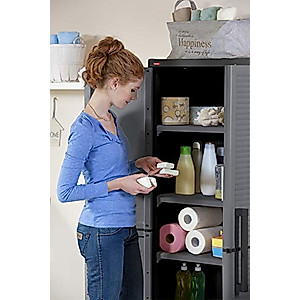 Keter Space Winner Resin Garage Storage Cabinet with Doors and Shelves - Perfect for Garage and Basement Organization