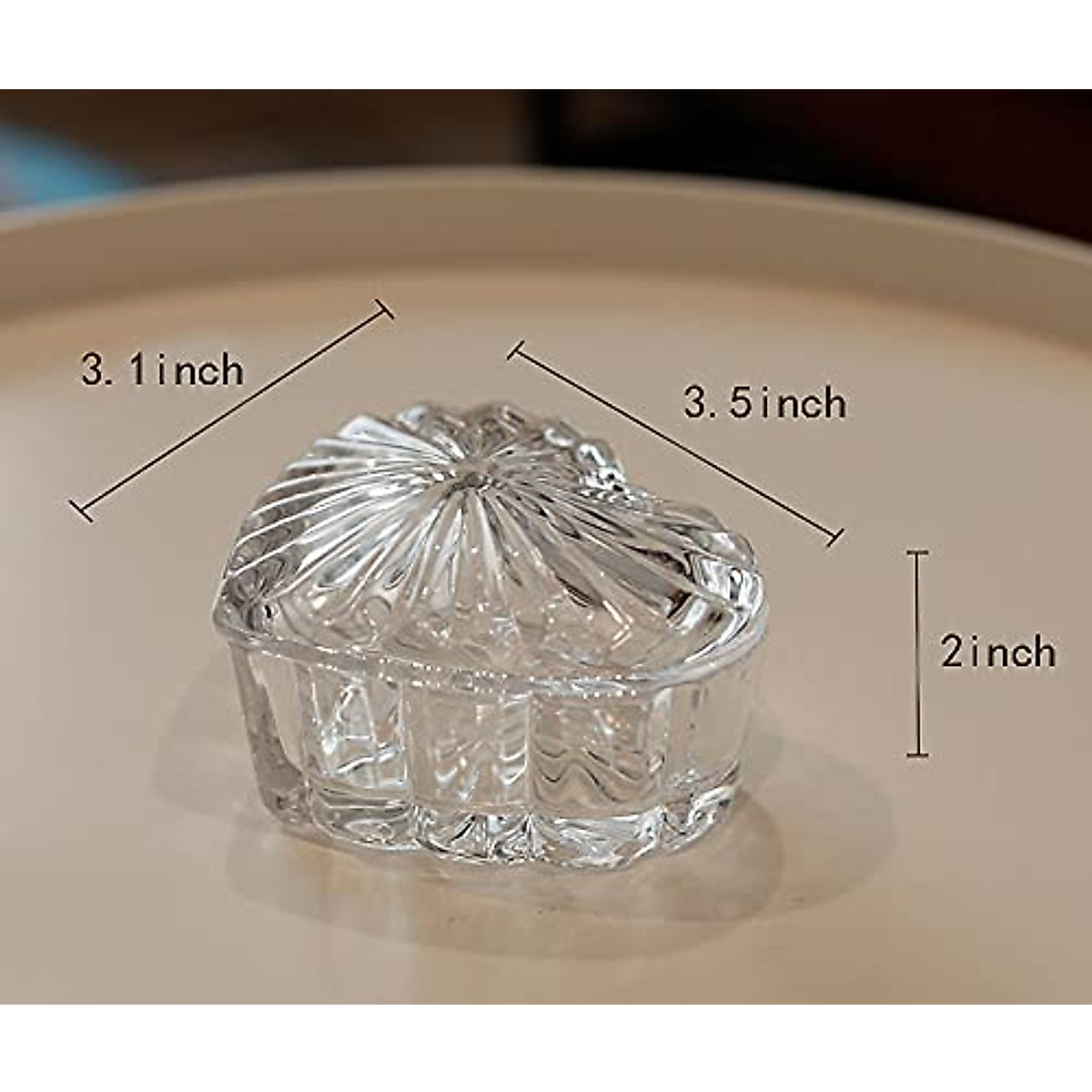 RockTrend Heart-Shaped Glass Storage Box Embossed Jewelry Box with Lid