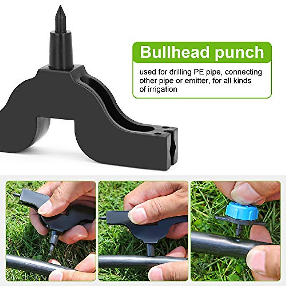 10PCS Drip Irrigation Tube Hole Punches, Kalolary Drip Hose Hole Punch for 4/7mm PE Pipe Hole Punches, 5PCS Mini Water Pipe Punch 5PCS Bull-head Tubing Punch for Outdoor Lawn Garden Water System Tools