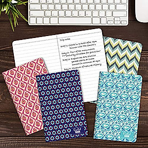 Elan Publishing Company Field Notebook/Journal - 5"x8" - Ikat Patterns - Lined Memo Book - Pack of 5
