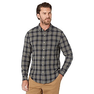 Dockers Men's Fit Long Sleeve Casual Shirt (Regular and Big & Tall), Burma Grey-Seahaven Plaid (Flannel), Large