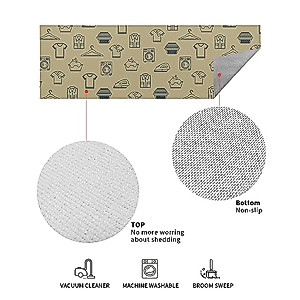 KITHOME Front Door Mat Laundry Room Items Tile Pattern Brown Background Indoor Outdoor Entrance Doormat Washable Floor Mats for Front Door Bathroom Kitchen Runner Rugs 16x47 Inch