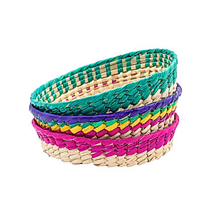 Mexican Tortilla Basket Set - Large Tortilla Warmer 8 inches - Vibrant Tortilla Holder, Pancake Warmer, Taco Keeper - Authentic Tortillero Set for Kitchen, Party Mexican Décor (3, 1/2 Kg)