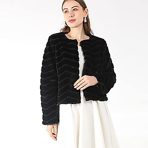 FURTOO Womens Winter Coats Faux Fur Jacket For Women Fuzzy Open Front Shaggy Shacket Short Jackets