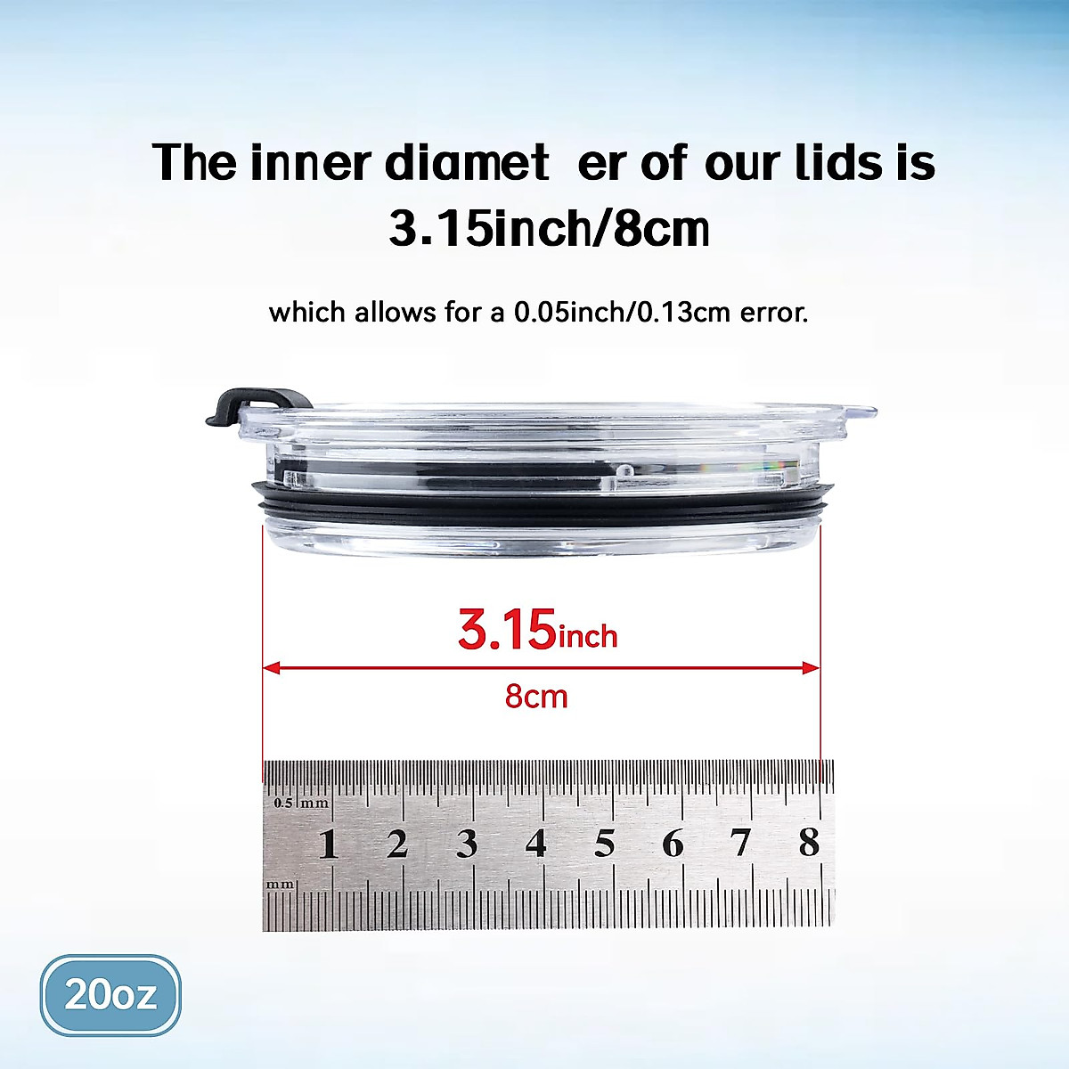 MEZMUT 20oz Tumbler Replacement Lids, 2 Pack Tumbler Lid Replacement Spill Proof Splash Resistant Lids, Coffee Mug Covers Replacement Lid for Mouth Stainless Steel Tumblers Cup(Black)