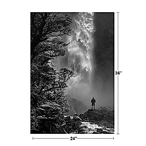 Devils Punchbowl Waterfall Falls Black and White Landscape Photo Photograph Cool Wall Decor Art Print Poster 24x36