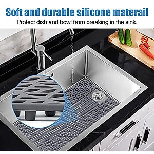 JUSTOGO Sink Protectors for Kitchen Sink,Silicone Sink Mat Grid Accessory 26 "x 13 ",1 PCS Non-slip Grey Sink Mats for Bottom of Kitchen Farmhouse Stainless Steel Porcelain Sink