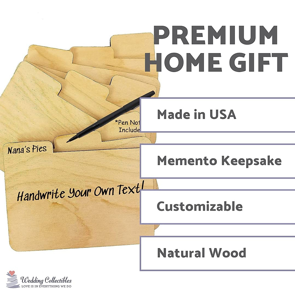 Wood 4x6 RECIPE DIVIDERS (Set of 9) with Tabs - Easily Handwrite Personalized Text to Recipe Dividers for Gift for the Cook in Your Life