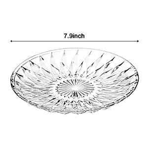 Hiceeden Set of 12 Crystal Glass Salad Plate, 8 Inch Round Clear Dessert Plates Restaurant Serving Party Plates for Fruits, Snacks