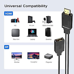 FOINNEX HDMI to DisplayPort Adapter, 4K@60Hz Not-Bidirectional HDMI to Display Port, Unidirectional HDMI Source to DP Display Male to Female for Computer, Monitor, PS4, NS