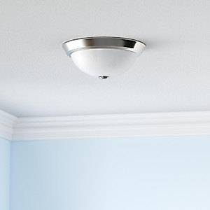 Aspen Creative 63013-1 Two-Light Flush Mount In Brushed Nickel with White Alabaster Glass Shade,11" DIAMETER