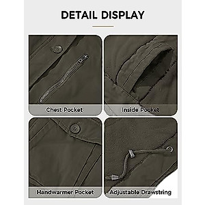 Soularge Women's Winter Plus Size Thickened Cotton Coat with Detachable Hood(Olive,3X)