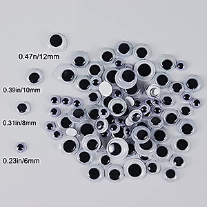 Googly Eyes Self Adhesive, 500pcs Wiggle Googly Eyes for Crafts Small Black Googly Eyes for Decorations 6mm 8mm 10 mm 12mm Mixed Packaging
