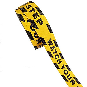 Black Yellow Anti Slip Tape Printed"Watch Your Step" 1.97 Inch x 16.4 Foot Anti-Slip Tape, Floor Tape,Stairs Tape,Safety Tape Roll (Black Yellow)
