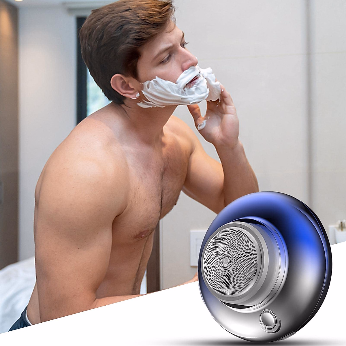 Pocket Travel Shaver, Stainless Steel Beard Trimmer, Waterproof Electric Shaver with 6 Blades, Rechargeeable Travel Razor, Cordless Shaver for Mens Grooming Camping Business Trips