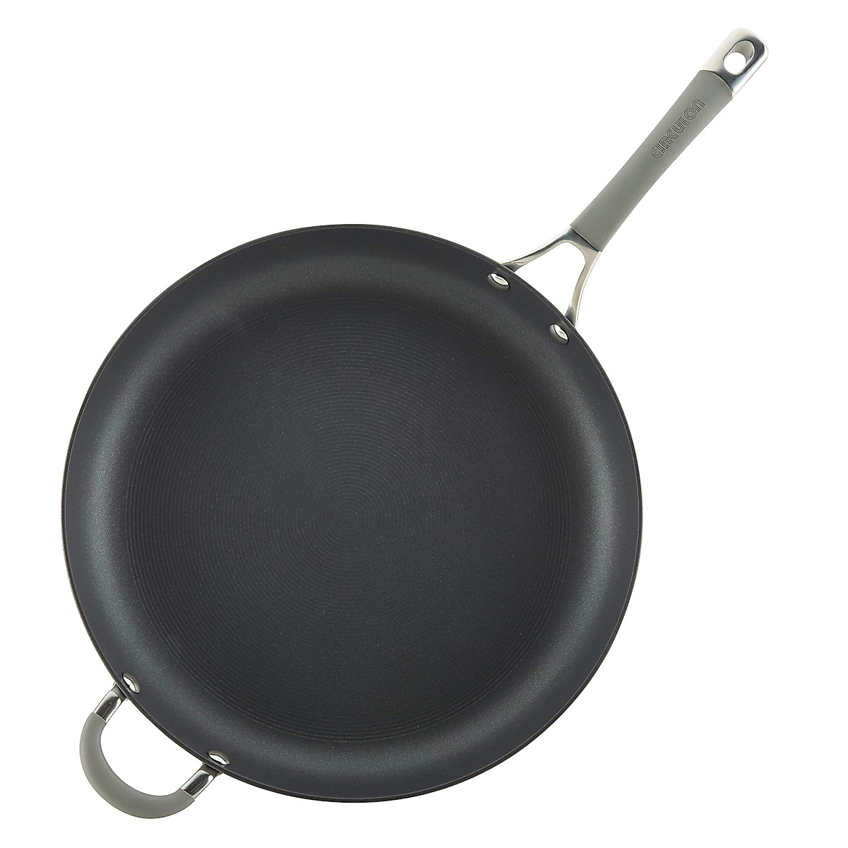 Circulon 81401 14" Helper Handle Hard Anodized Aluminum Skillet, 14 Inch, Oyster Gray