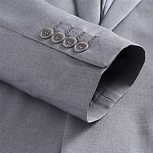 Men's Slim Fit Double Breasted Jacket Slim Fit Business Daily Prom Blazer Peak Lapel Groom Wedding Party Suit Coat (Grey,Large)