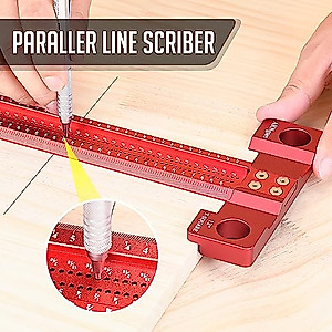 AKNgoes Woodworking Scriber T-Square Ruler 24in with Thoughtful Support Lips, Architect Ruler for Carpenter Work, Layout and Measuring Tools
