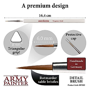 The Army Painter Wargamer: Detail - Fine Detail Paint Brush with Rotmarder Sable Hair - Small Paint Brush, Model Paint Brush for Miniature Paint Sets & Fine Tip Paint Brushes for Miniature Painting