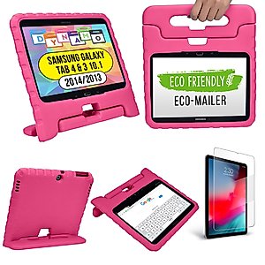 Cooper Dynamo [Rugged Kids Case] Protective Case for Samsung Galaxy Tab 4 10.1, Galaxy Tab 3 10.1 2013/2014 Released only | Child Proof Cover with Stand, Handle (Pink)