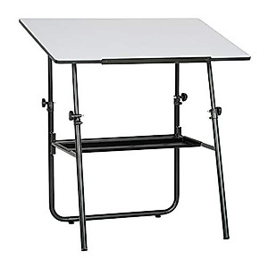 SD Studio Designs Ultima, Foldable Crafting Desk Top Angle and Height Adjustable Drafting Table, 42" W X 30" D, Black/White