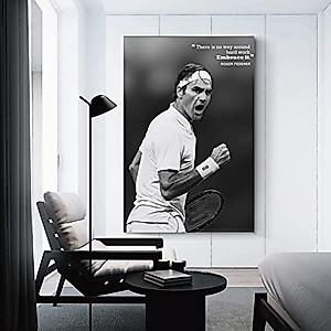 NIOKUM Roger Federer Poster The Motivational Posters For Home Decor Tennis Canvas For Boys Bedroom Gift Unframe-style 12x18inch(30x45cm)