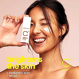 NueDerma Vitamin C Serum For Face Anti Aging, Brightening, Retinol, Aloe, Hyaluronic Acid, Vitamins E, B3. Boosts Collagen