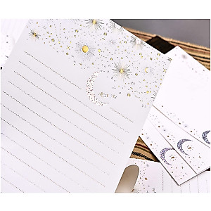 Stationery Paper Letterhead Sheets,36 Pcs Starry Sky Theme Series Stationery Design Writing Stationery Paper,For Writing Letters Wedding Invitations Crafts Computer Office Note(White