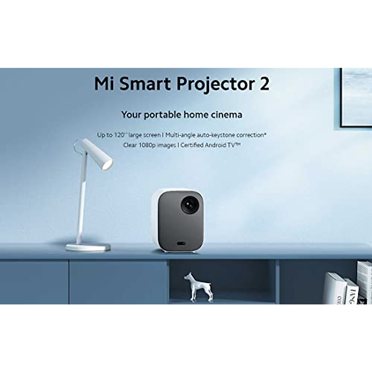 Xiaomi Mi Smart Home Compact Projector, Android TV Compatible with Remote Control, Screen Size 60"-120", 1080P Full HD, HDR10 Decoding, 500 ANSI Lumen, with Dolby Audio Decoding