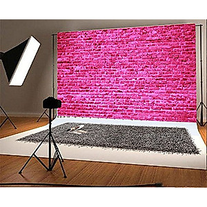 AOFOTO 7x5ft Pink Brick Wall Backdrop Happy Birthday Party Table Decoration Banner Photography Background Girl Youngster Artistic Portrait Photo Shoot Studio Props Video Drop Vinyl Wallpaper Drape