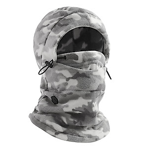 Tough Headwear Fleece Balaclava Ski Mask - Winter Face Mask for Men & Women - Face Cover for Extreme Cold Weather Gear Grey