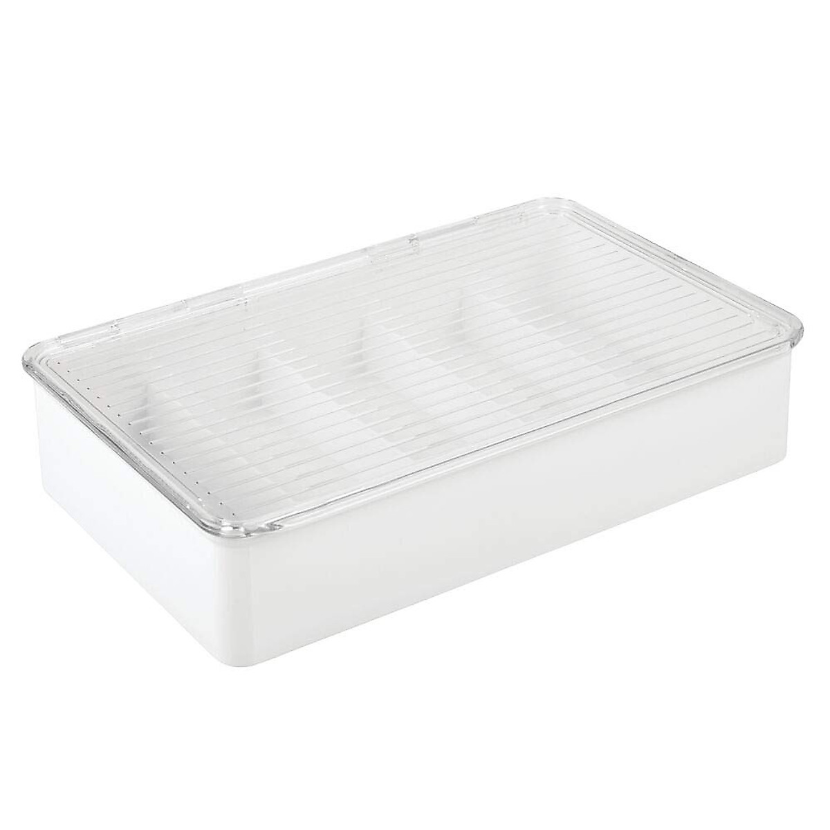 mDesign Plastic Stackable Eyeglass Case Storage Organizer with Hinged Lid for Unisex Sunglasses, Reading Glasses, Fashion Eye Wear, Protective Glasses, 5 Sections, Ligne Collection - 2 Pack - Clear