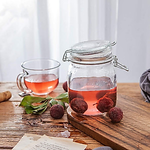 Glass Kitchen Storage Canister Mason Jars with Lids,32oz Airtight Glass Canister with Hinged Lid，Perfect for Kitchen Canning Cereal,Pasta,Sugar,Beans (Labels & Chalk Marker)-Set of 6