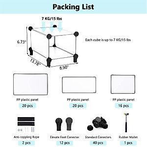 ANWBROAD Cube Storage Organizer 16 Cubes DIY Closet Bookshelf with Space Saving Shoe Rack Plastic Shoe Storage Organizer Unit for Bedroom Closet Office Living Room Hallway Entryway ULCS016T+ULCS16TX