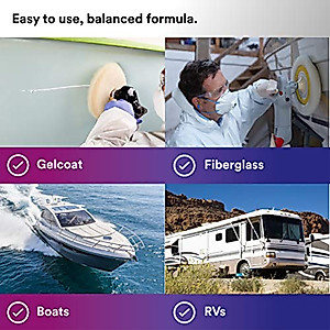 3M Perfect-It Gelcoat Medium Cutting Compound + Wax, 36106, 1 Quart, One-Step Process, P1500 and Finer Scratches, Fiberglass Oxidation Remover for Boats and RVs