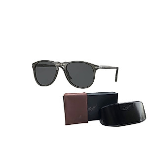 Persol PO9649S 1103B1 55MM Taupe Grey Transparent/Dark Grey Aviator Sunglasses for Men + BUNDLE With Designer iWear Eyewear Kit