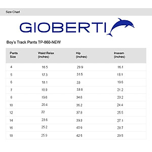 Gioberti Boys Track Jogger Athletic Pants - with Zip Bottom, Black/White, Size 18